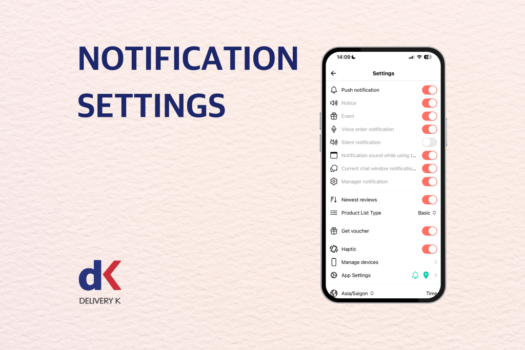 NOTIFICATION SETTINGS - DELIVERY K