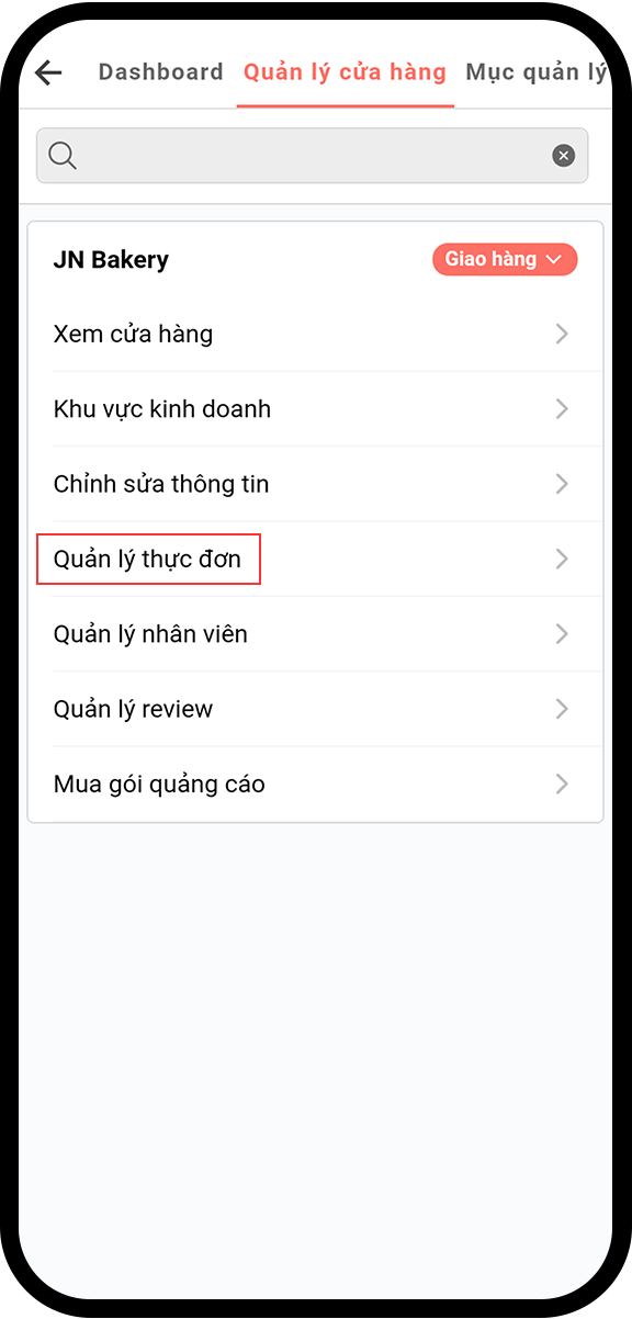 Quản lý menu dễ dàng bằng ứng dụng Delivery K