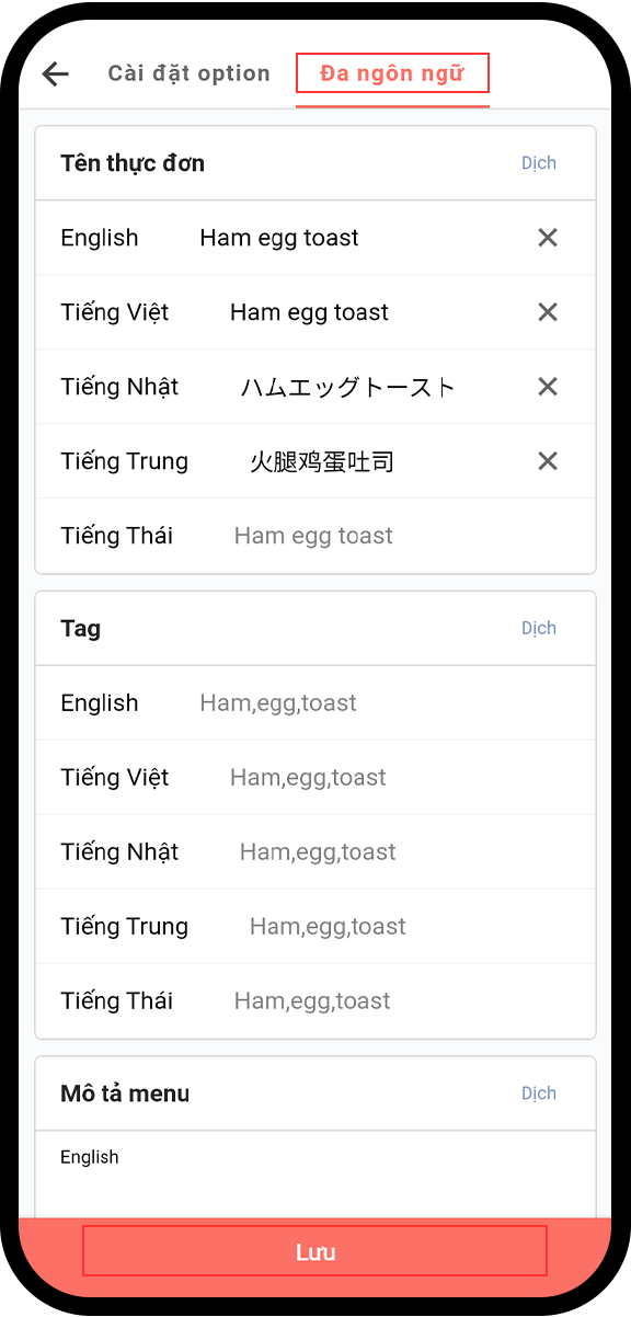 Quản lý menu dễ dàng bằng ứng dụng Delivery K